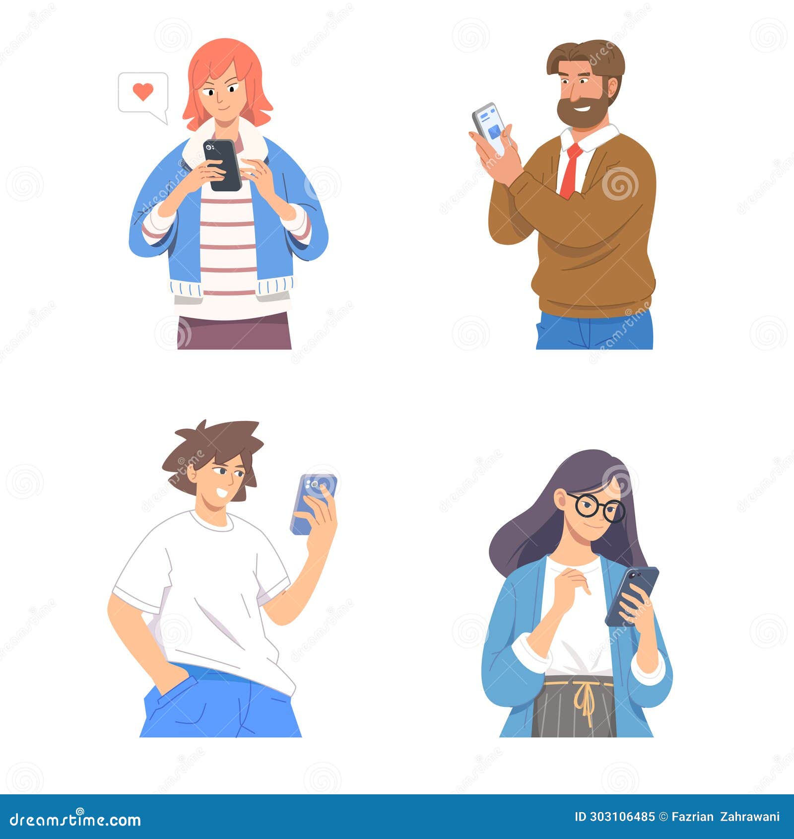 Using phone illustration. stock vector. Illustration of chat - 303106485