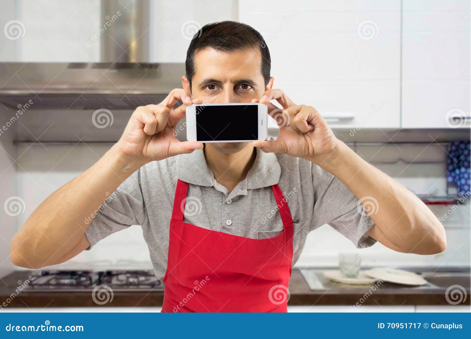 Using Smartphone at My Kitchen Stock Image - Image of cook, indoor ...