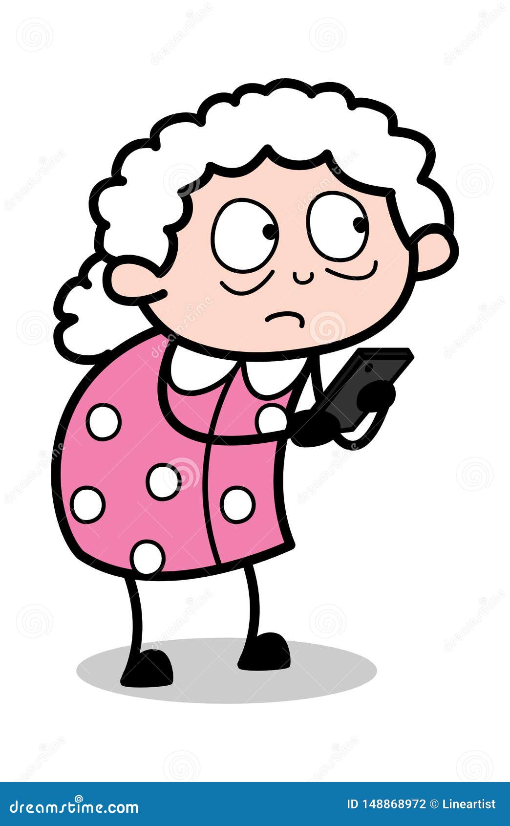 Using Smartphone - Old Cartoon Granny Vector Illustration Stock ...