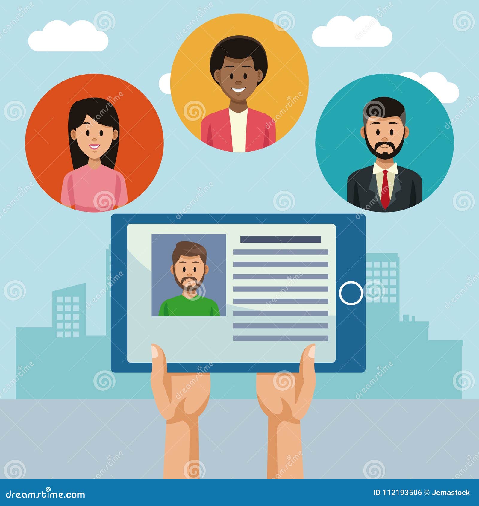 Using Smartphone To Connect People Stock Vector - Illustration of ...