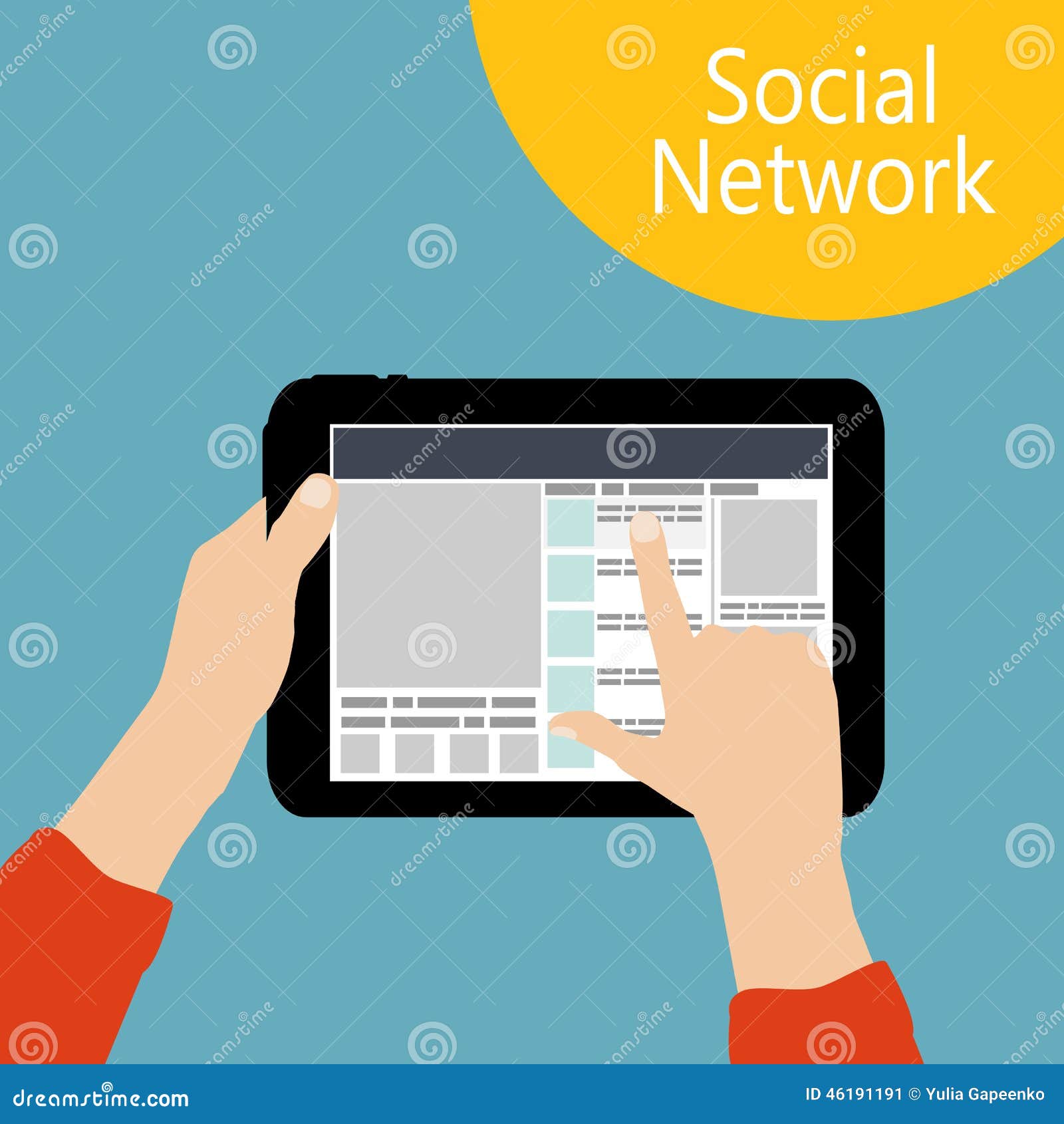 Using Social Network Concept Flat Vector Stock Vector - Illustration of ...