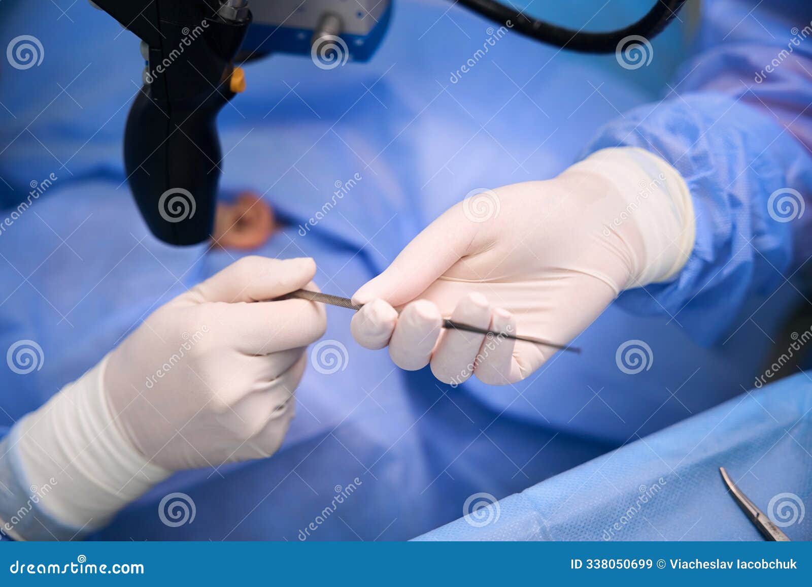 Using a Special Surgical Instrument during an Operation Stock Image ...