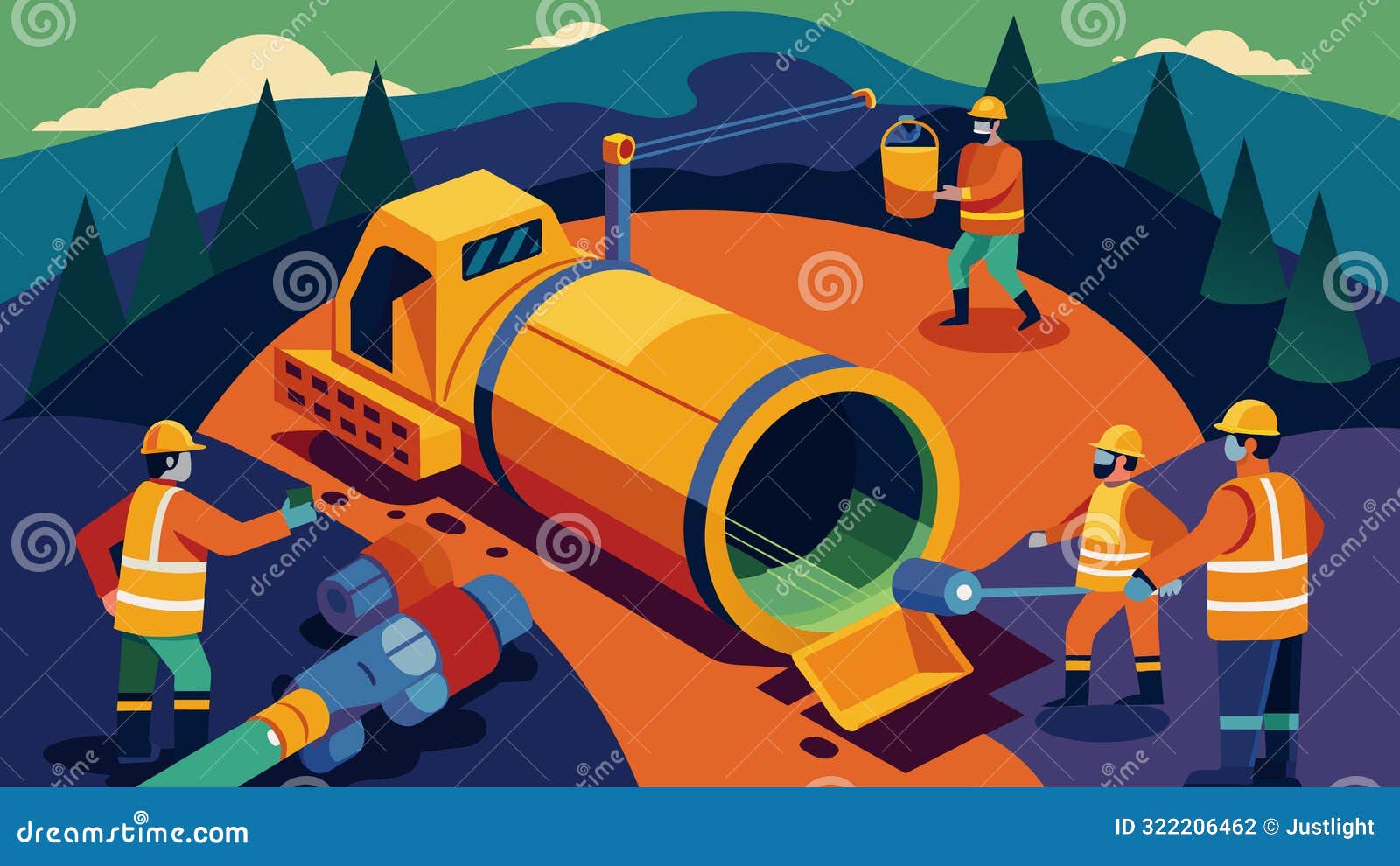 Using Specialized Equipment Workers Create a Series of Deep Tunnels for ...