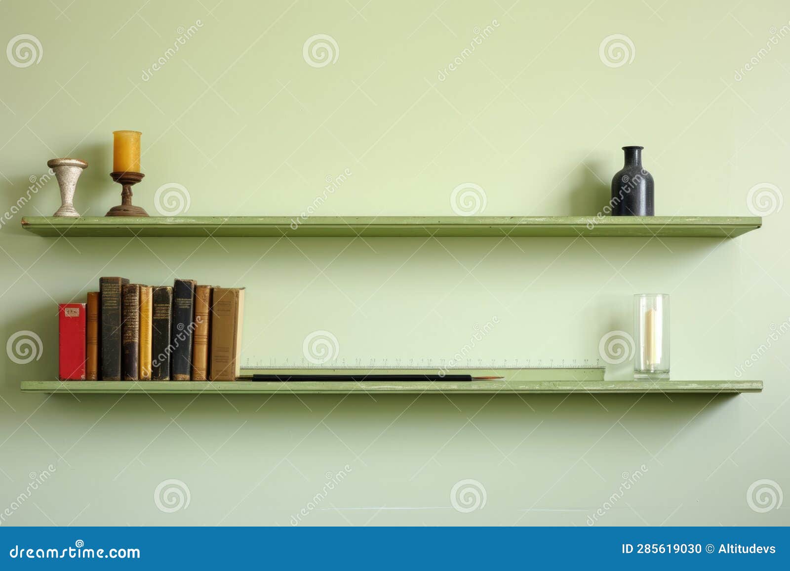 Using a Spirit Level To Straighten a Crooked Shelf Stock Illustration ...
