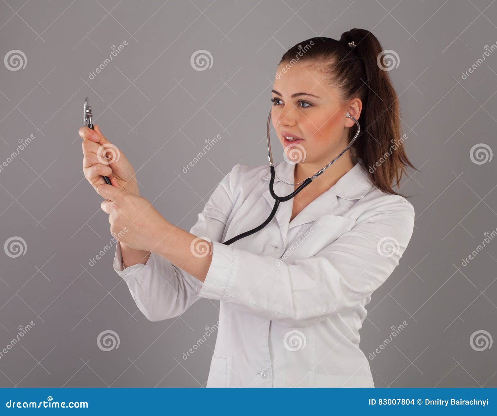 Using of stethoscope stock photo. Image of human, uniform - 83007804