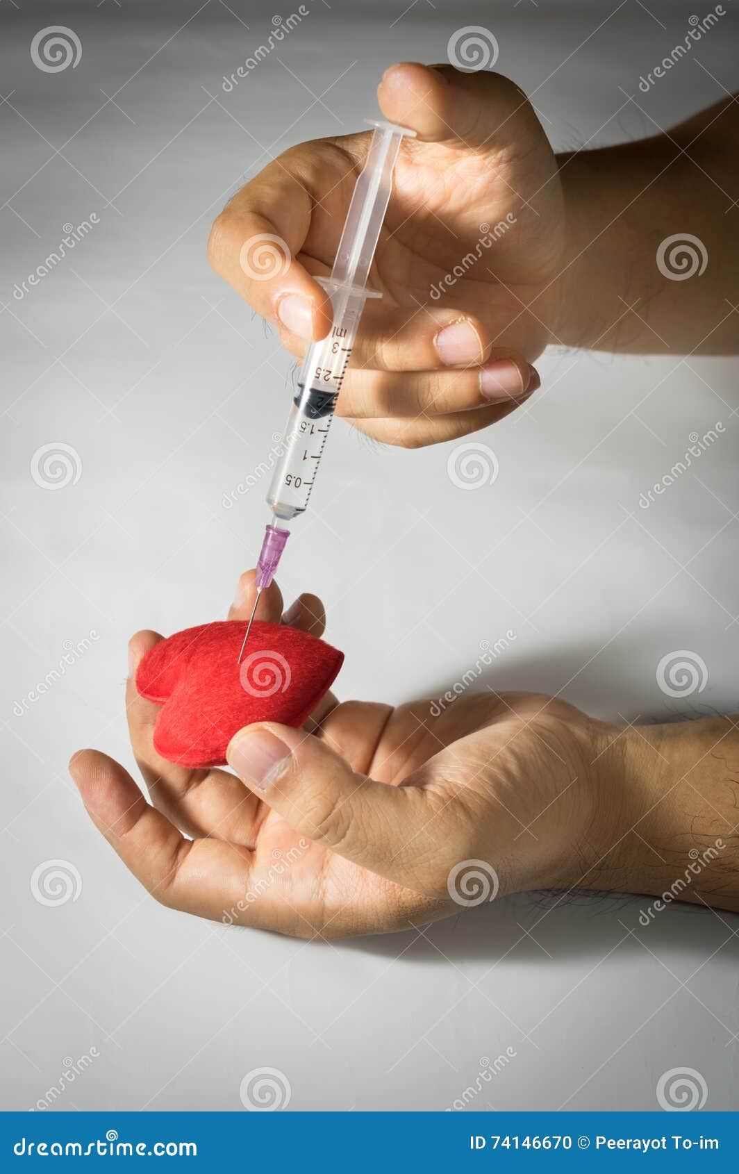Using Syringe Inject To Red Heart. Stock Photo - Image of romantic ...