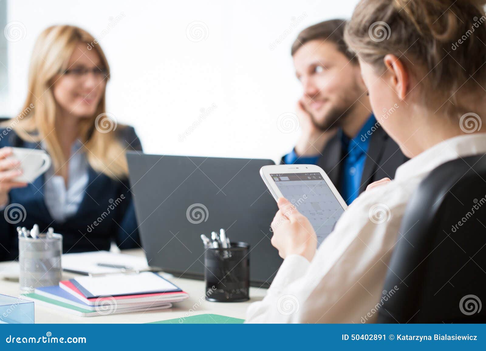 Using the tablet stock image. Image of businesswoman - 50402891