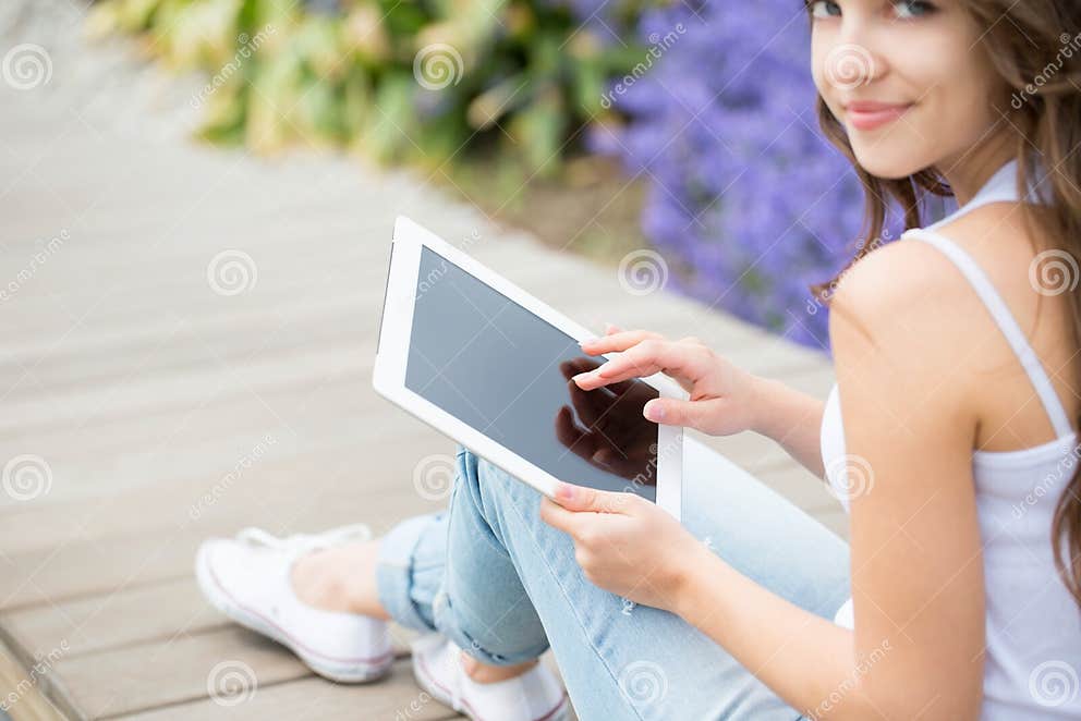 Using Tablet Computer Close-up Stock Image - Image of beauty, lifestyle ...