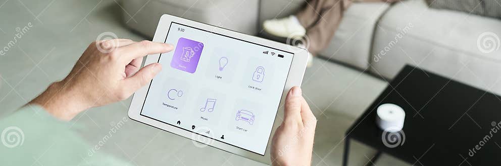 Using Tablet for Controlling Home Automation System Stock Image - Image ...