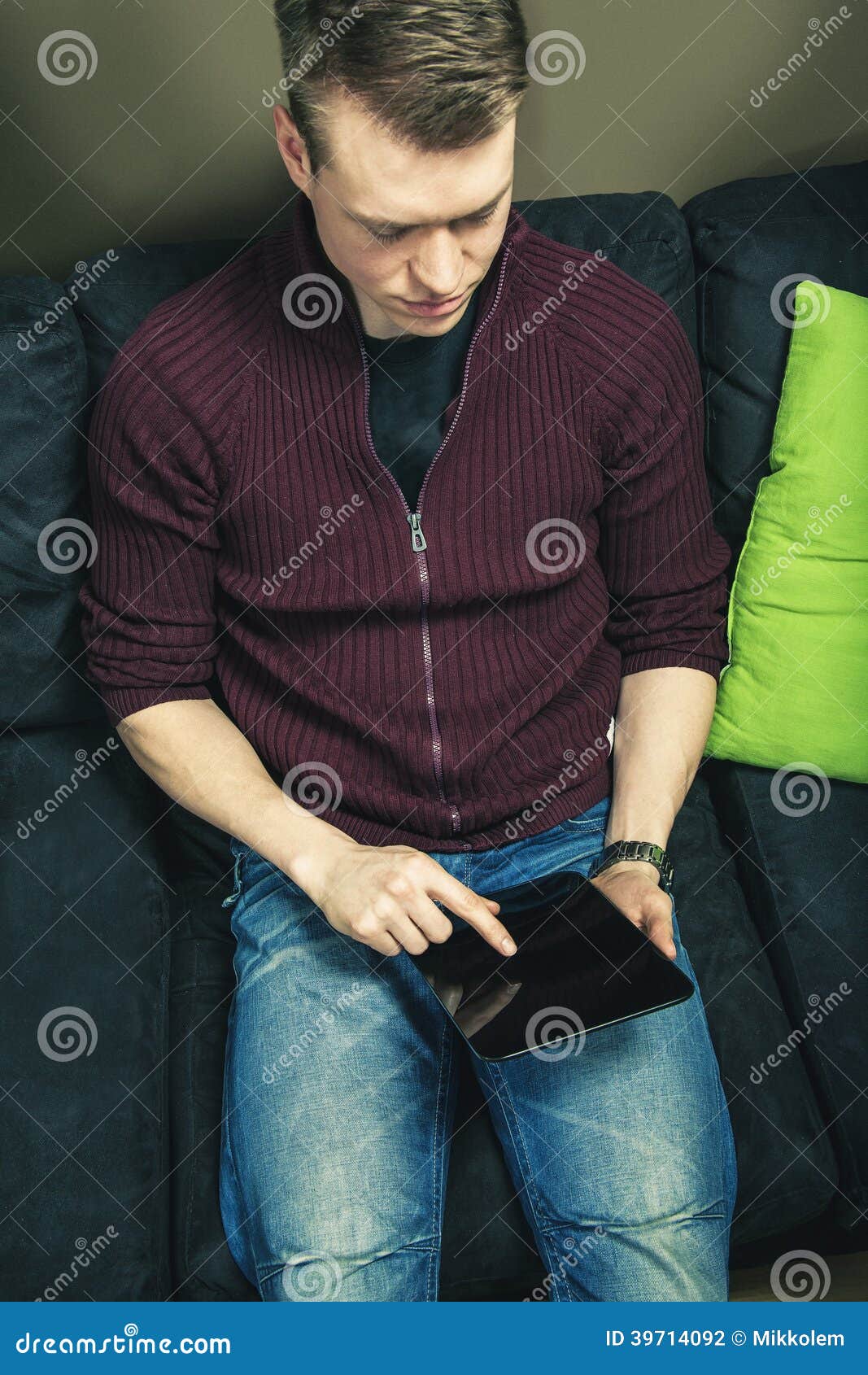 Using tablet device stock photo. Image of caucasian, portrait - 39714092