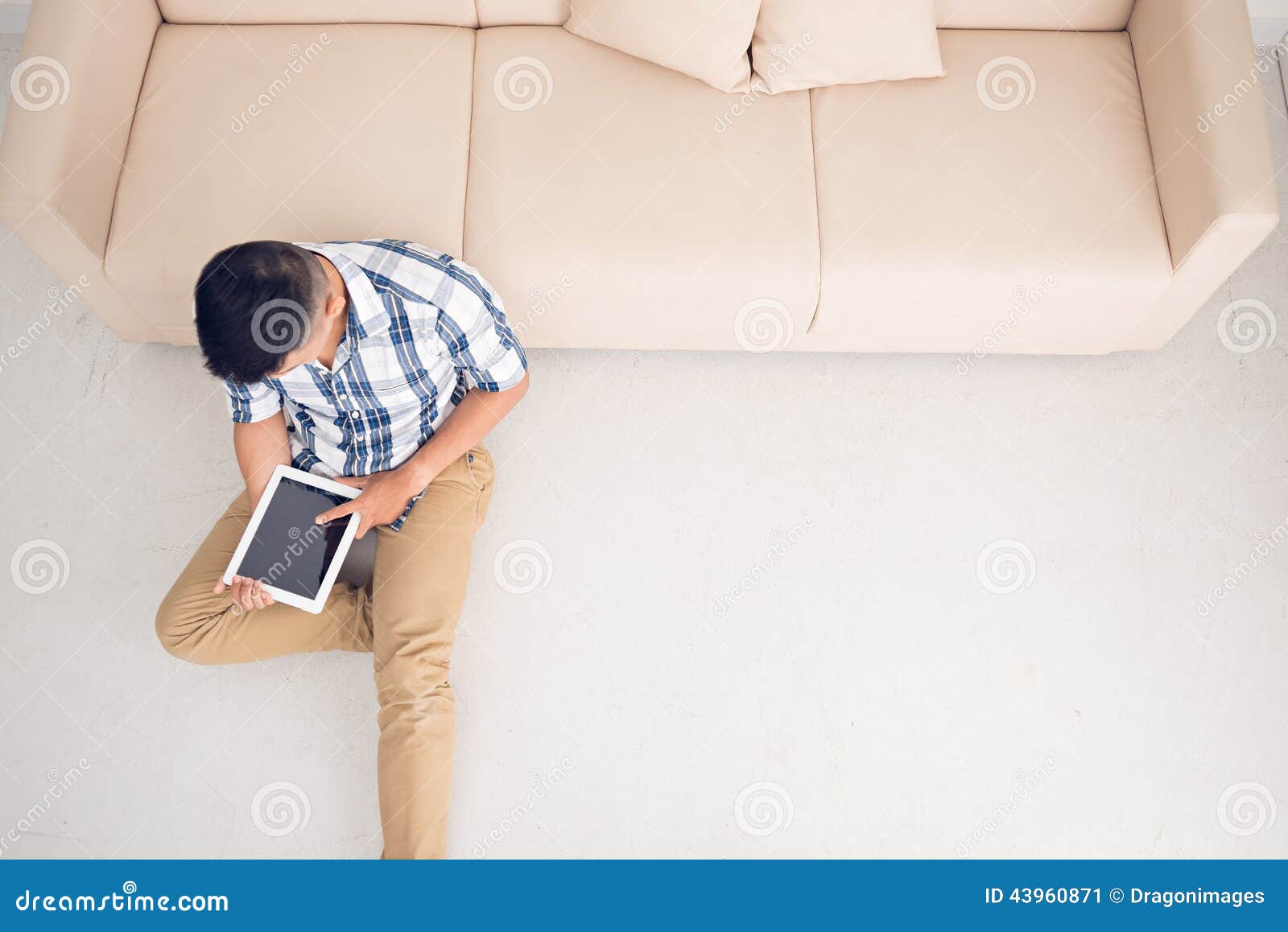 Using tablet at home stock image. Image of application - 43960871