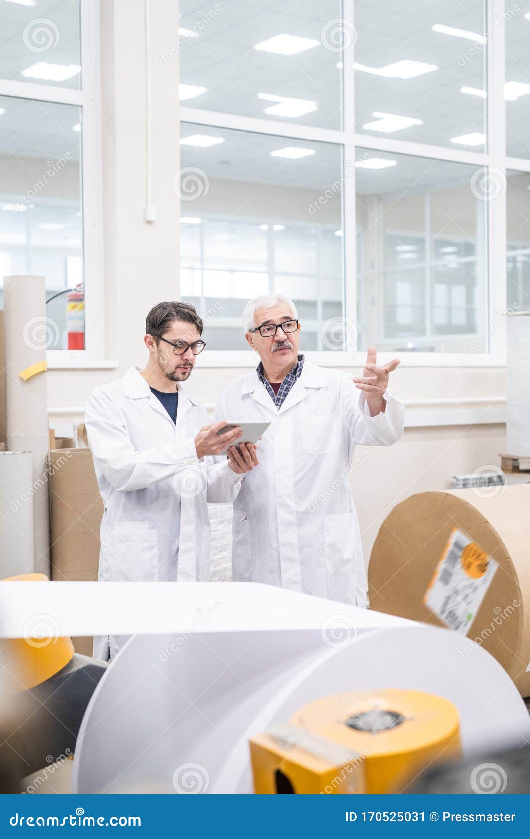 Using Tablet for Machine Check Up Stock Image - Image of communication ...