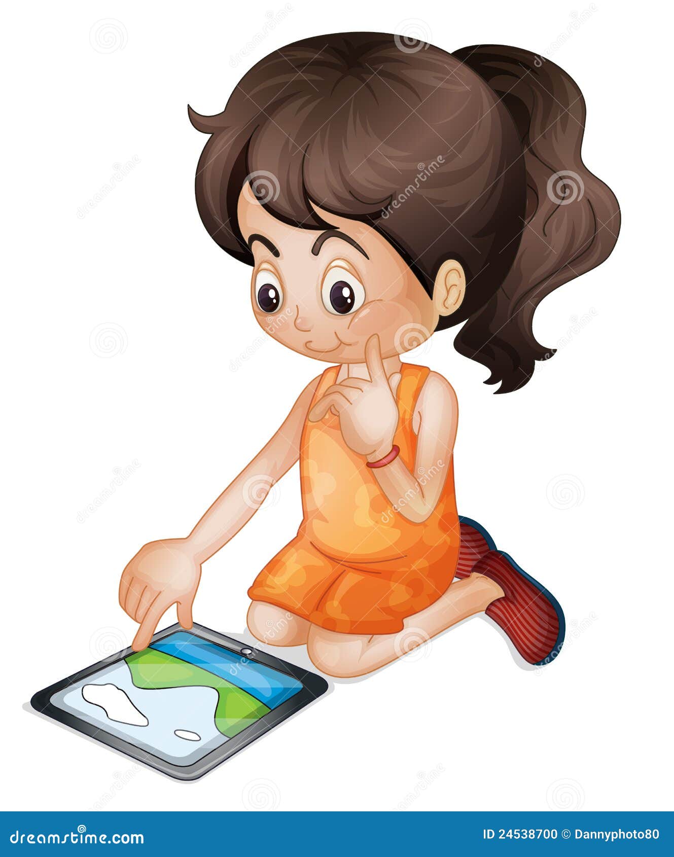Using Tablet On Desktop Vector Illustration | CartoonDealer.com #88317890