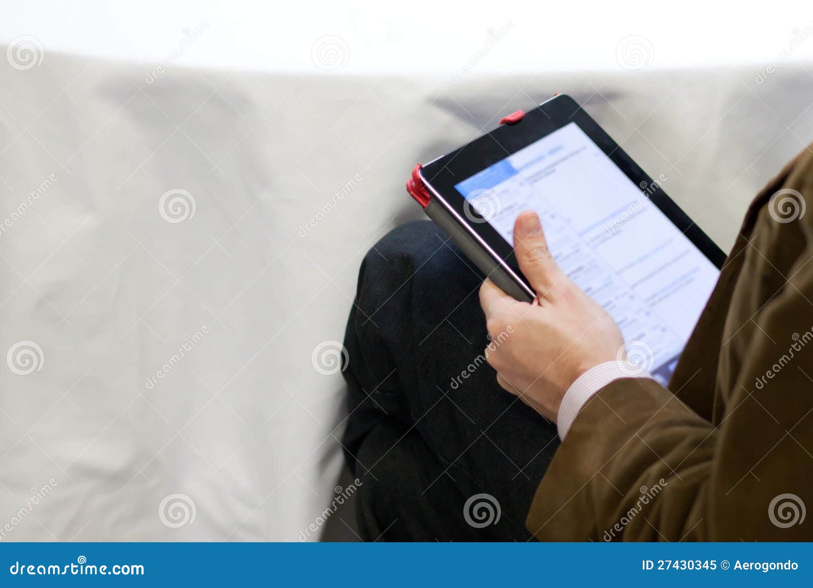 Using a tablet pc stock image. Image of keyboard, room - 27430345