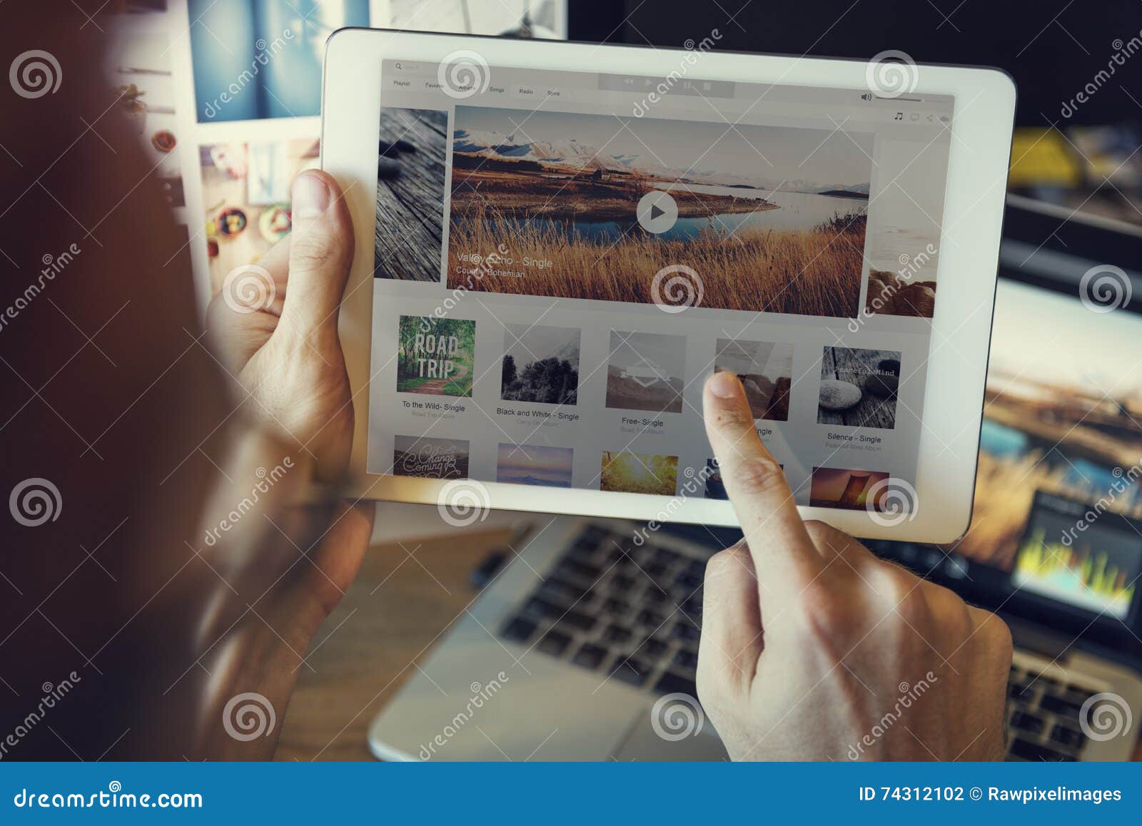 Using Tablet Searching Browsing Travel Website Concept Stock Photo ...