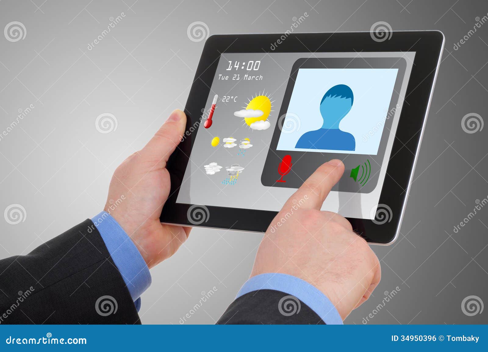 Using Tablet To Video Conference Stock Photo - Image of confident ...
