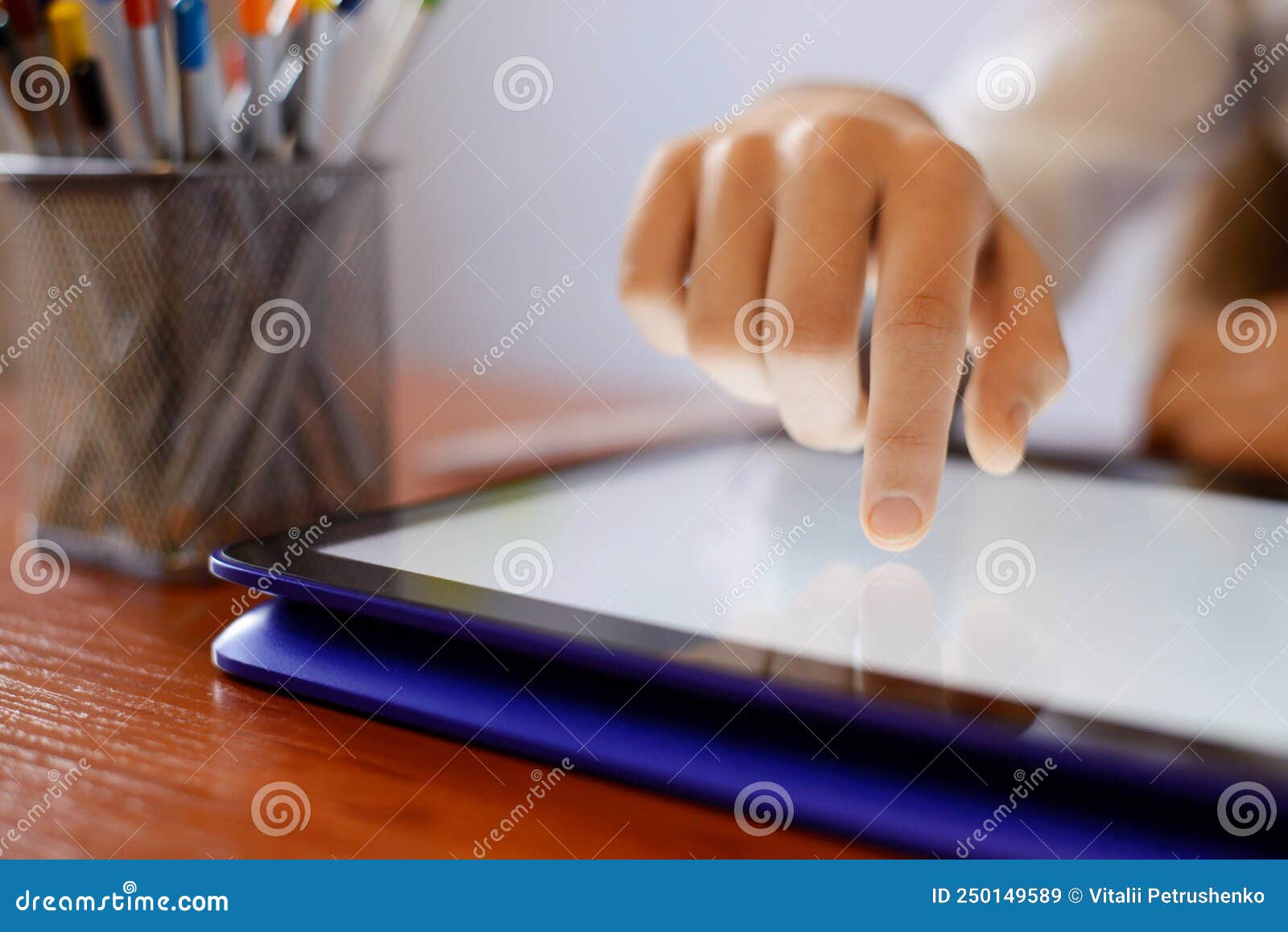 Young Learner Woman Watching Digital Workshop On Laptop Stock ...