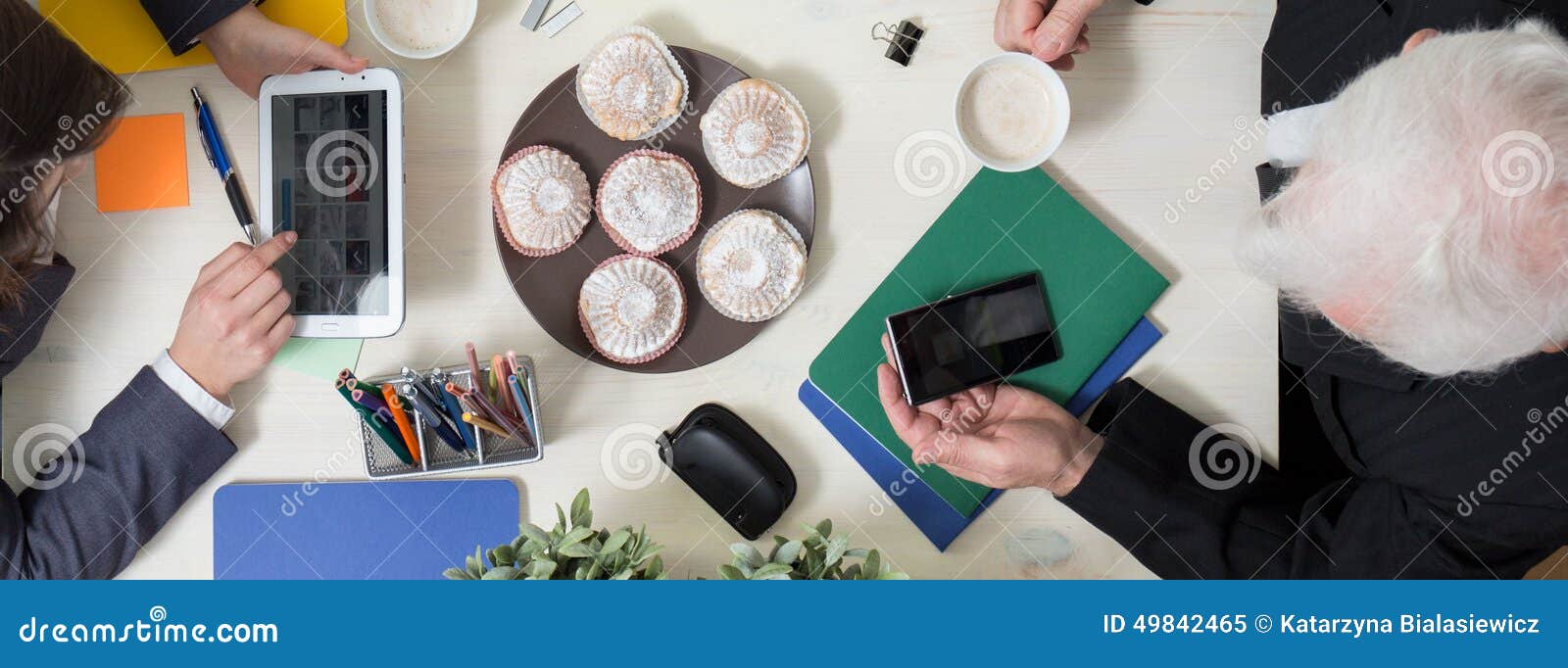 Using Technology on Business Meeting Stock Image - Image of ...