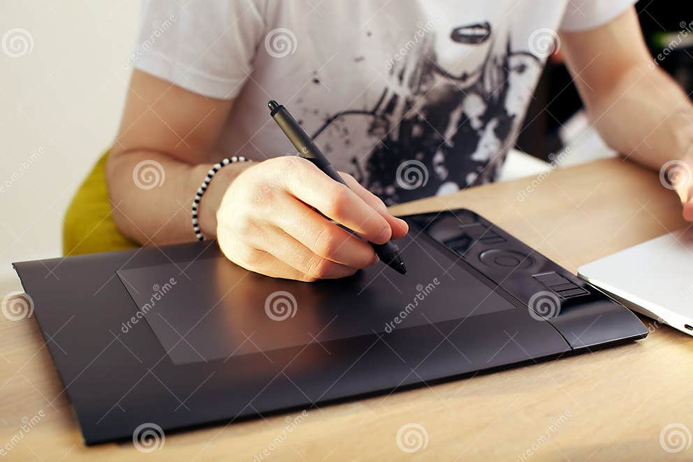 Using Touchpad Graphics Tablet Stock Photo - Image of black ...