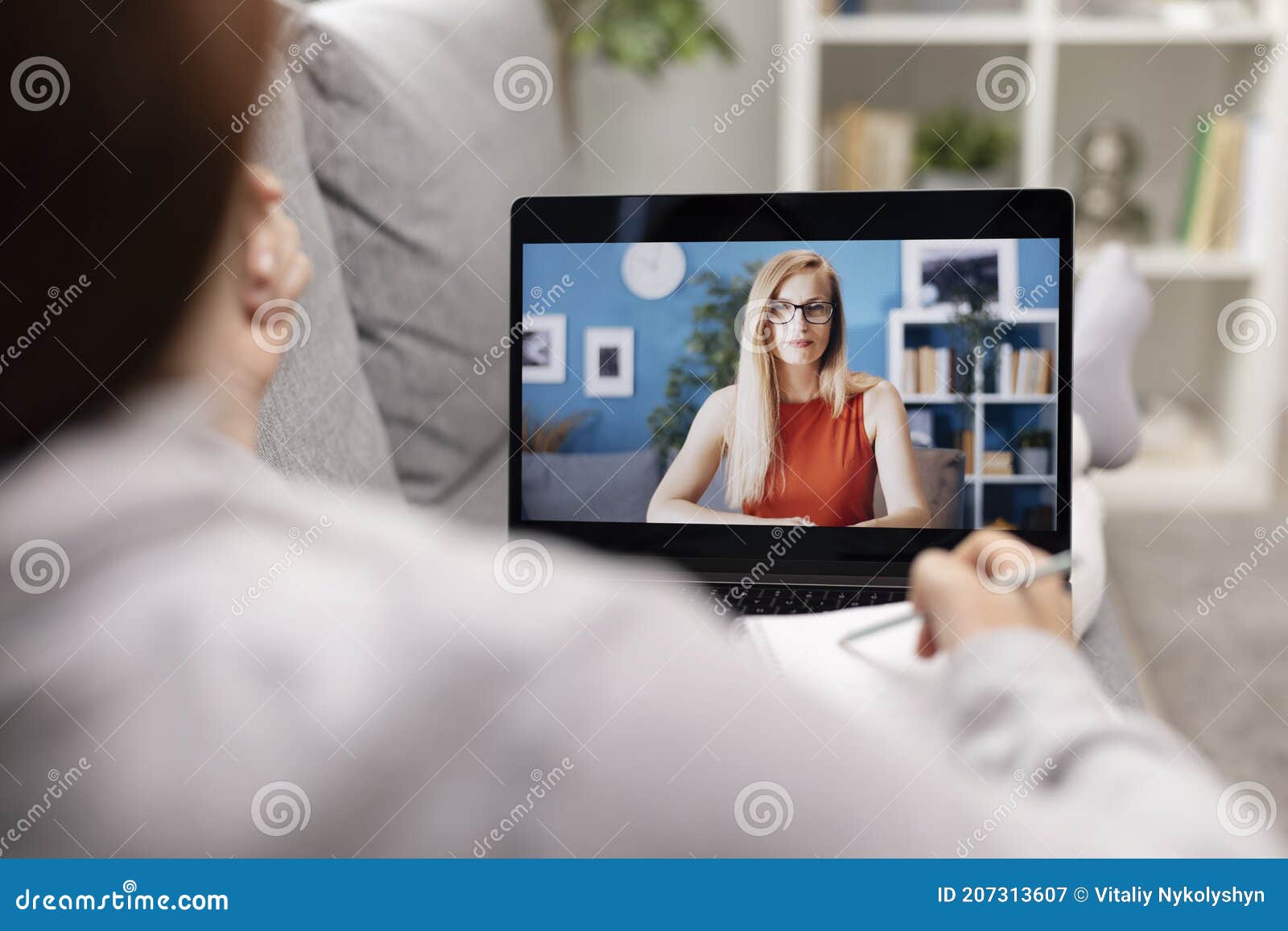 Using Video Chat on Laptop stock image. Image of chatting - 207313607