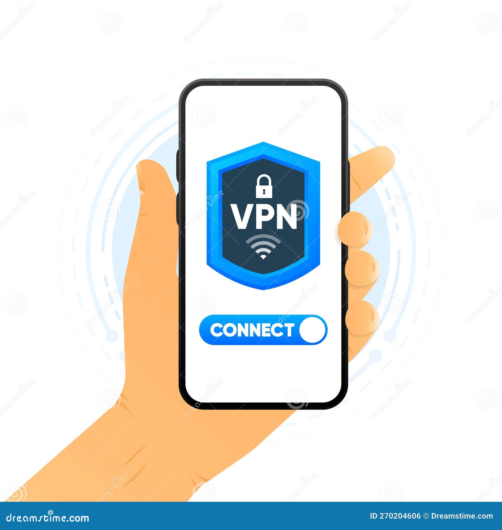 Using VPN on Device. Protecting Personal Data with VPN Service Stock ...