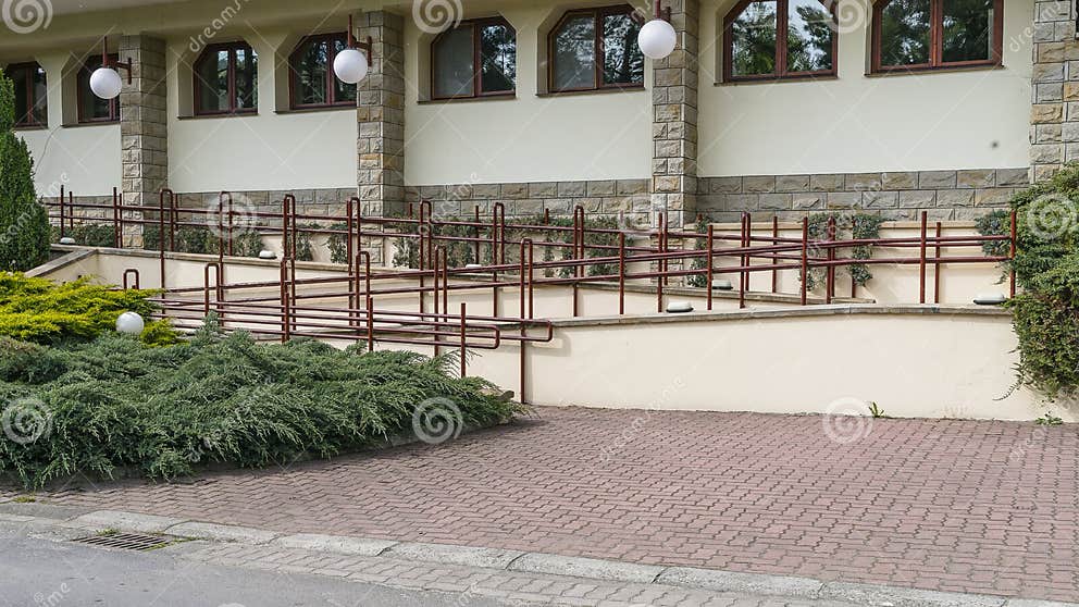 Using wheelchair ramp stock image. Image of balustrade - 70917189