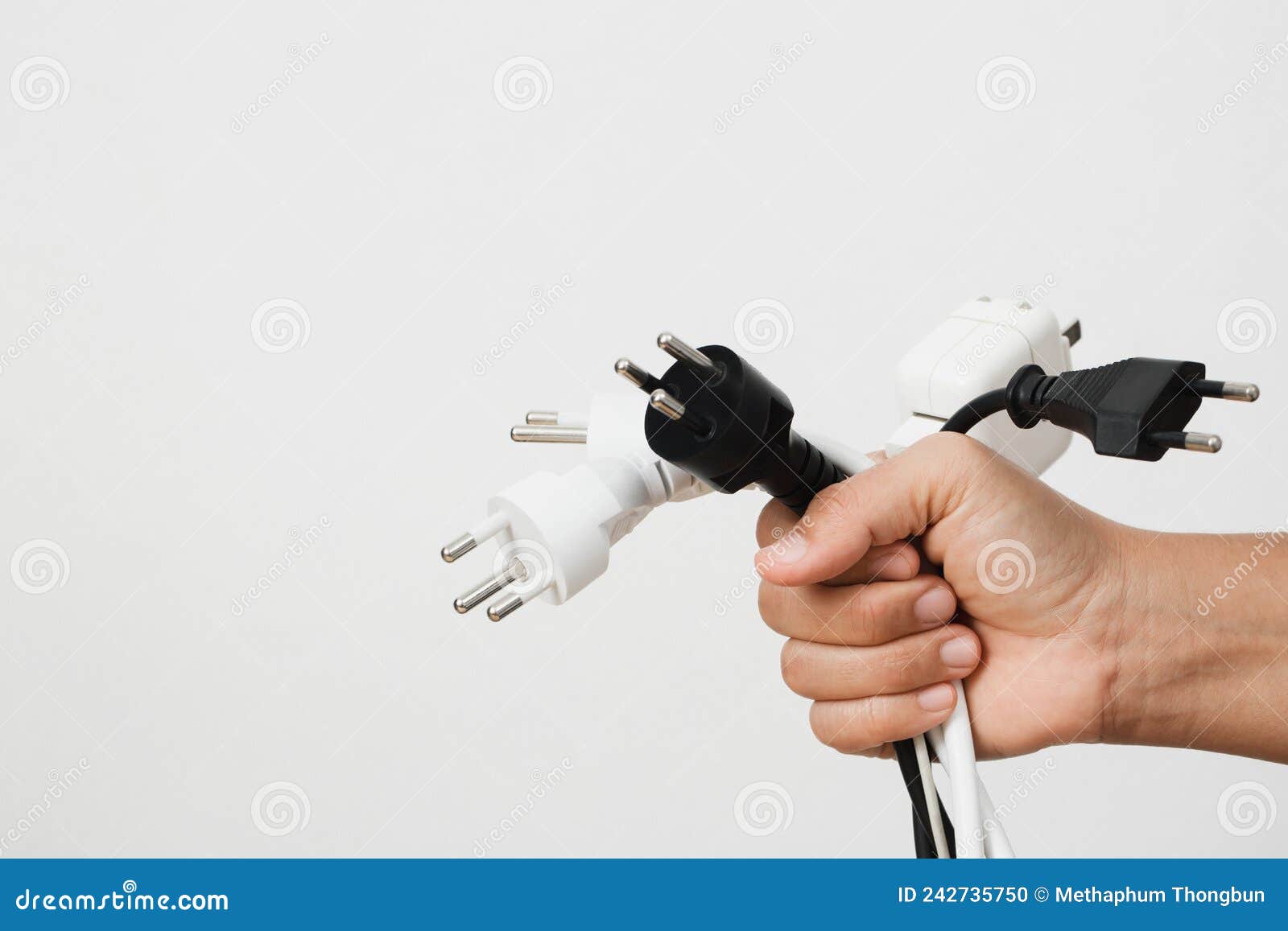 Electrical Appliances Plugs Full of All Plugs or Plugs Together. Stock ...