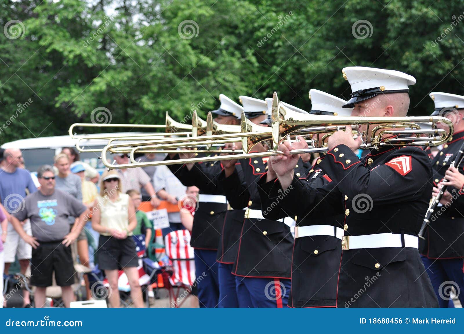 USMC Marine Forces Reserve Band Playing In Parade Editorial Image ...
