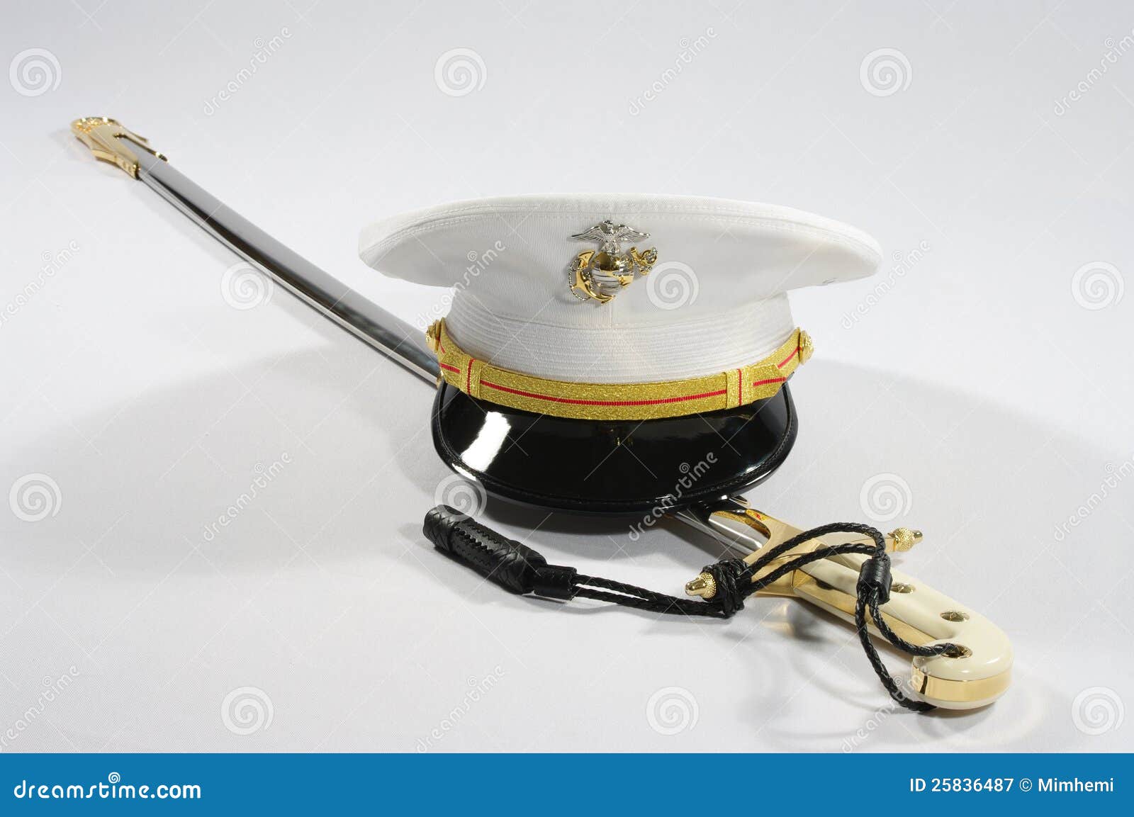 USMC Sword and Cover stock image. Image of head, uniform - 25836487