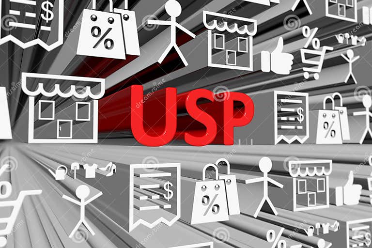 USP Concept Blurred Background 3d Stock Illustration - Illustration of ...