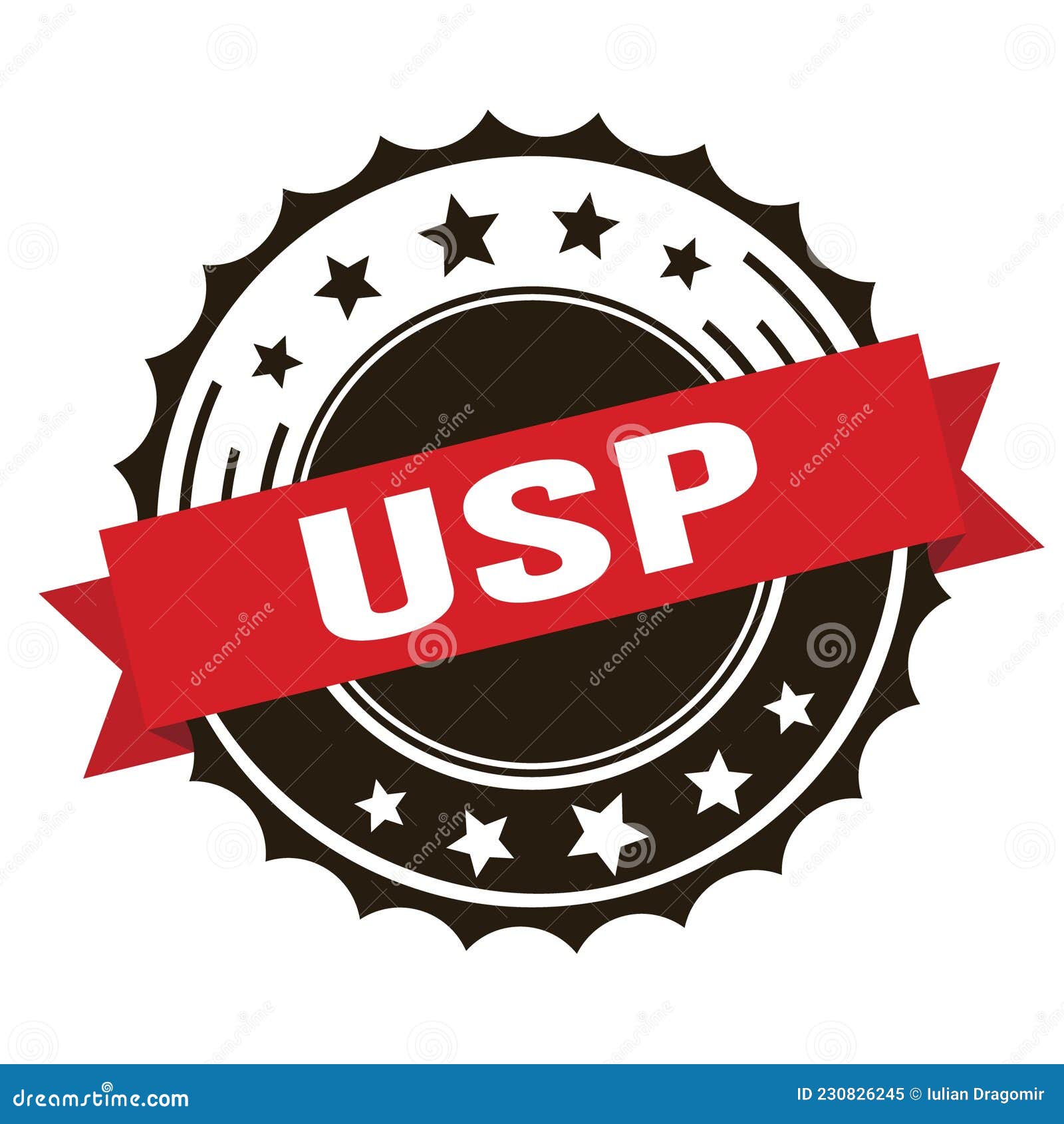 USP Text on Red Brown Ribbon Stamp Stock Illustration - Illustration of ...