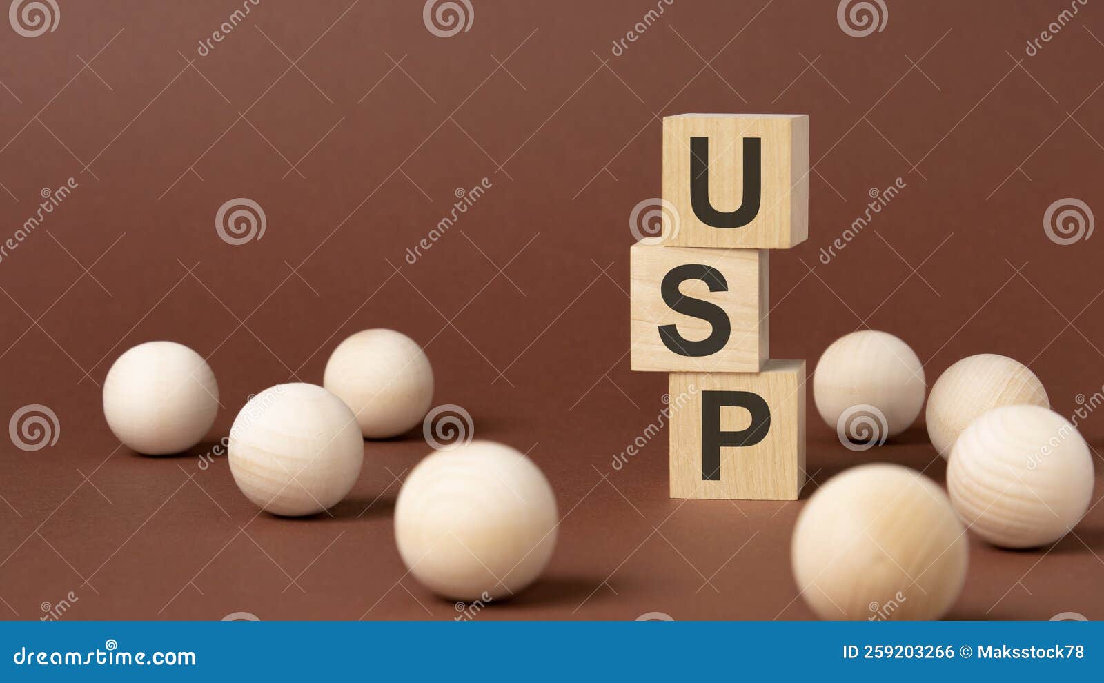 USP - Word is Written on Wooden Cubes on a Brown Background. Close-up ...