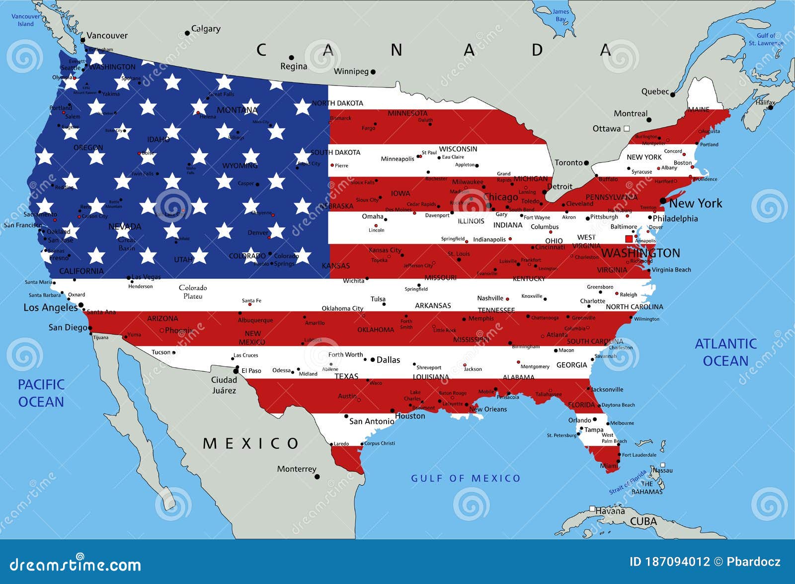United States of America Highly Detailed Political Map with National ...