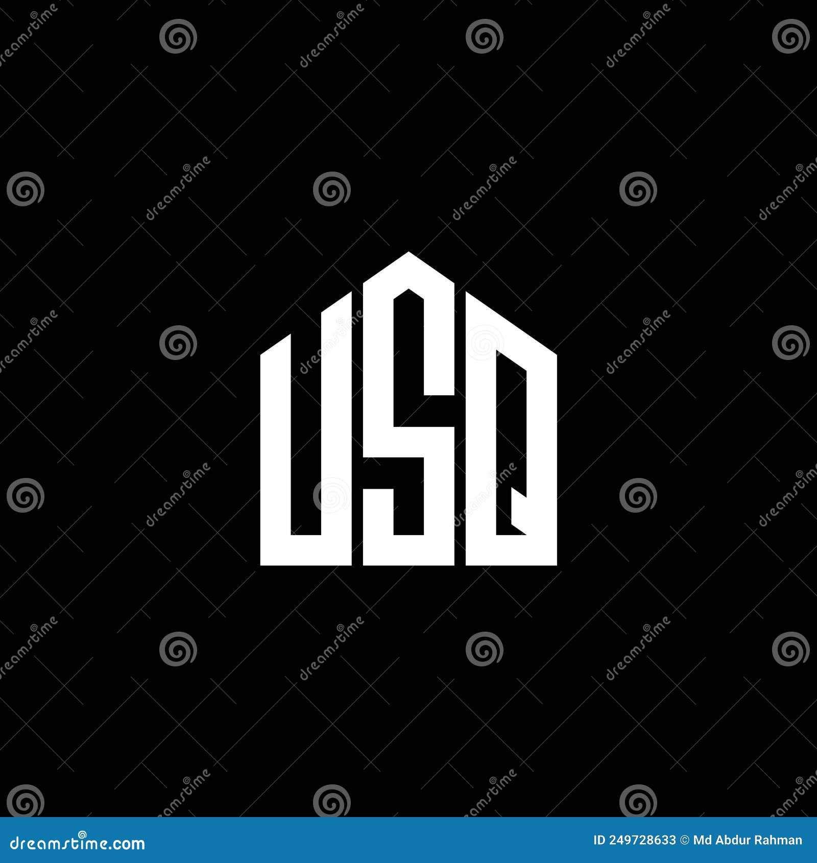 USQ Letter Logo Design on BLACK Background. USQ Creative Initials ...