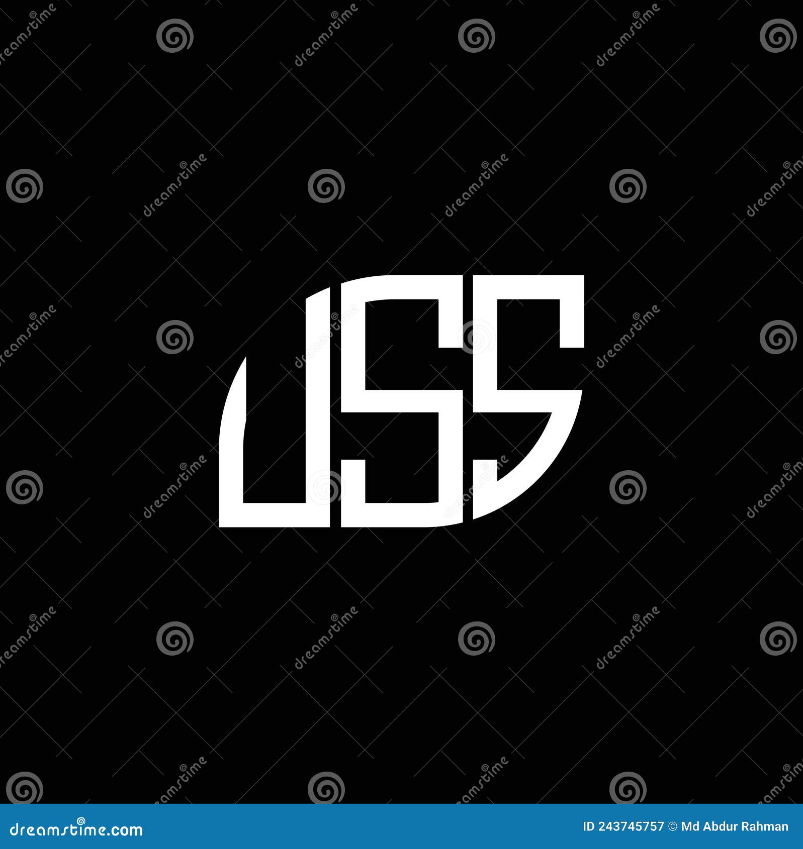 USS Letter Logo Design On Black Background. USS Creative Initials ...