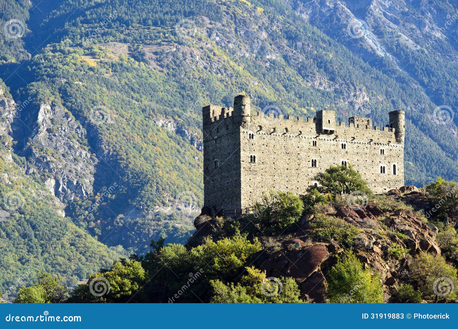 Ussel Castle - Chatillon (Aosta Valley) Stock Image - Image of ages ...