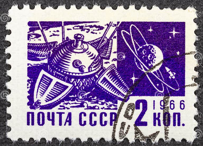 USSR - CIRCA 1966: a USSR Postage Stamp Shows the CCCP Space Program ...
