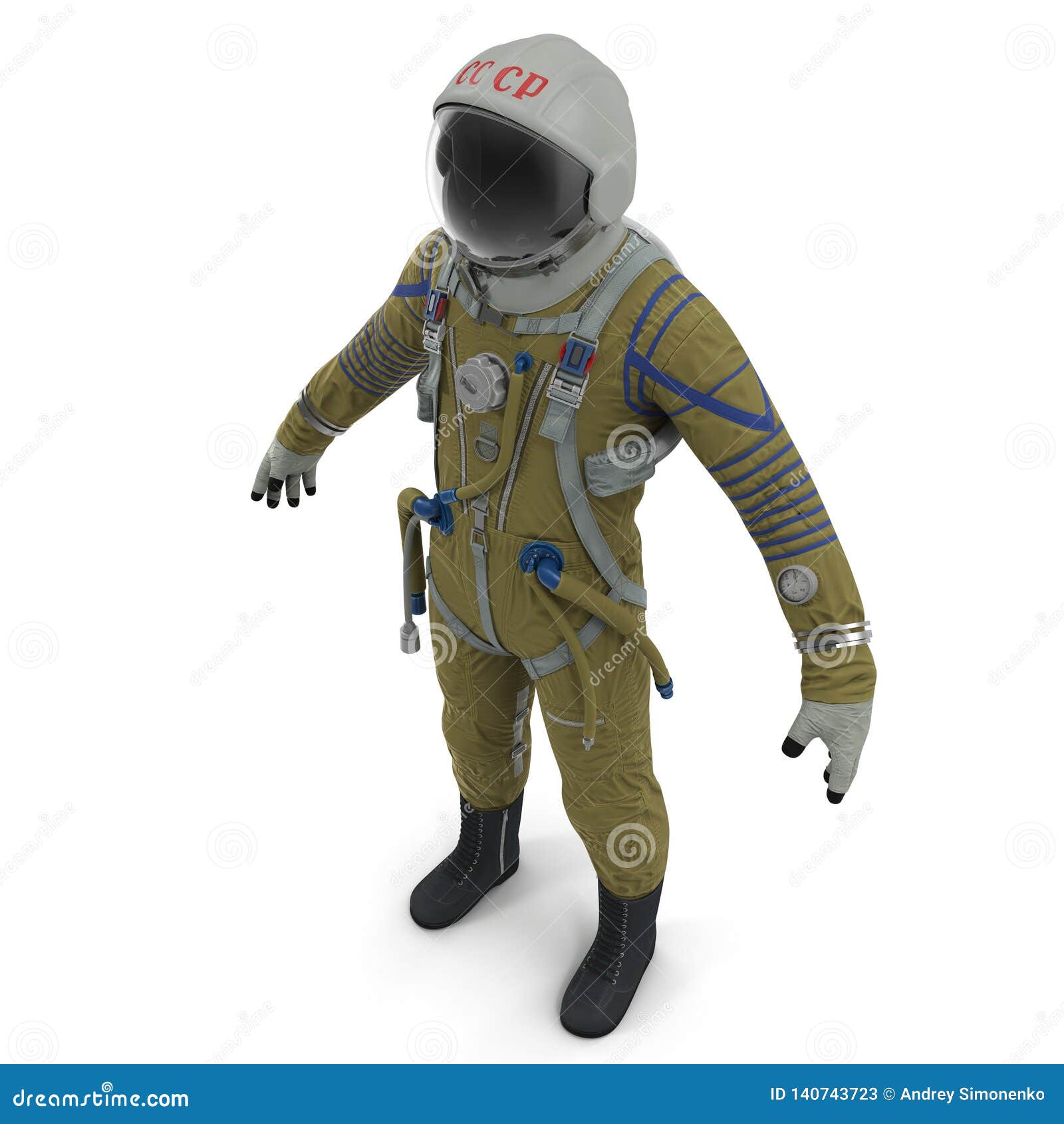 USSR Space Suit Strizh Isolated on White Background 3D Illustration ...
