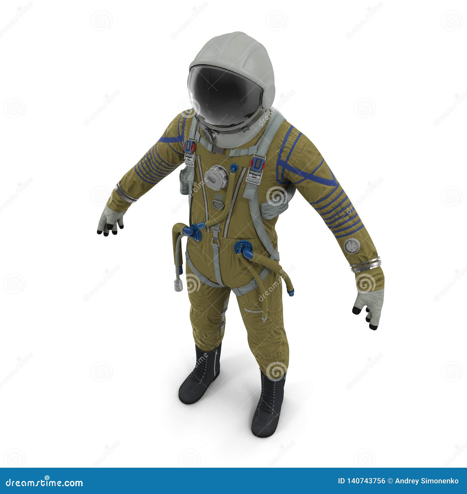 USSR Space Suit Strizh Isolated on White Background 3D Illustration ...