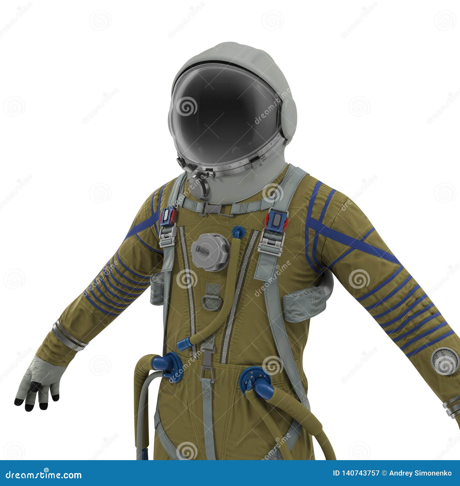 USSR Space Suit Strizh Isolated on White Background 3D Illustration ...