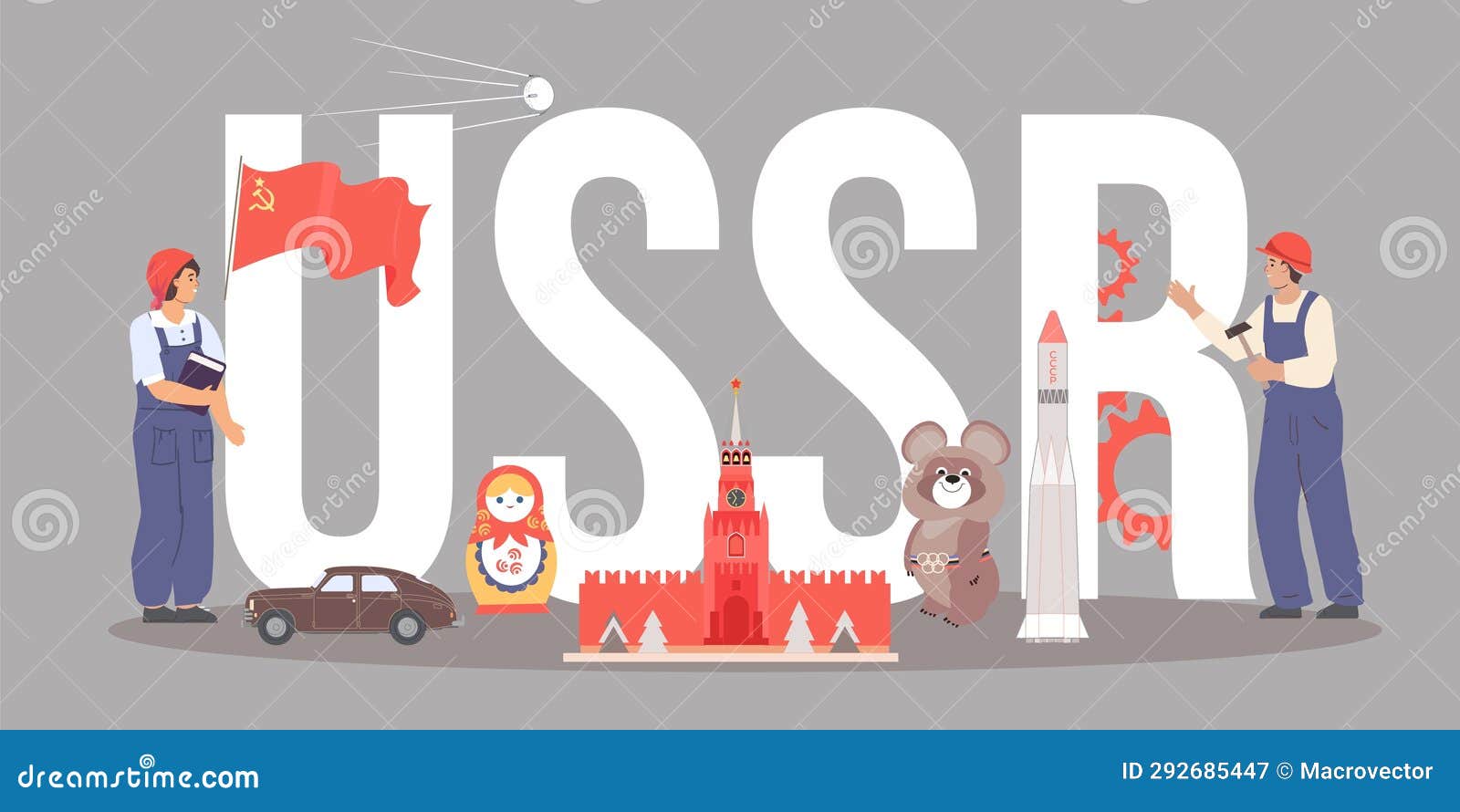 USSR Symbols Round Composition Vector Illustration | CartoonDealer.com ...