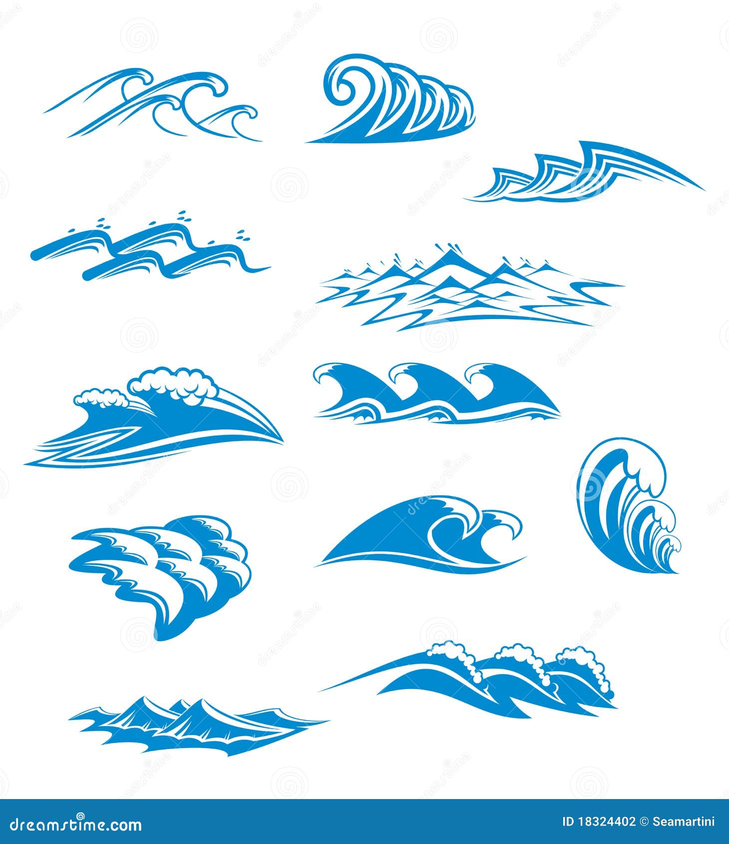 Ustawia symbol fala ilustracja wektor. Ilustracja złożonej z element ...