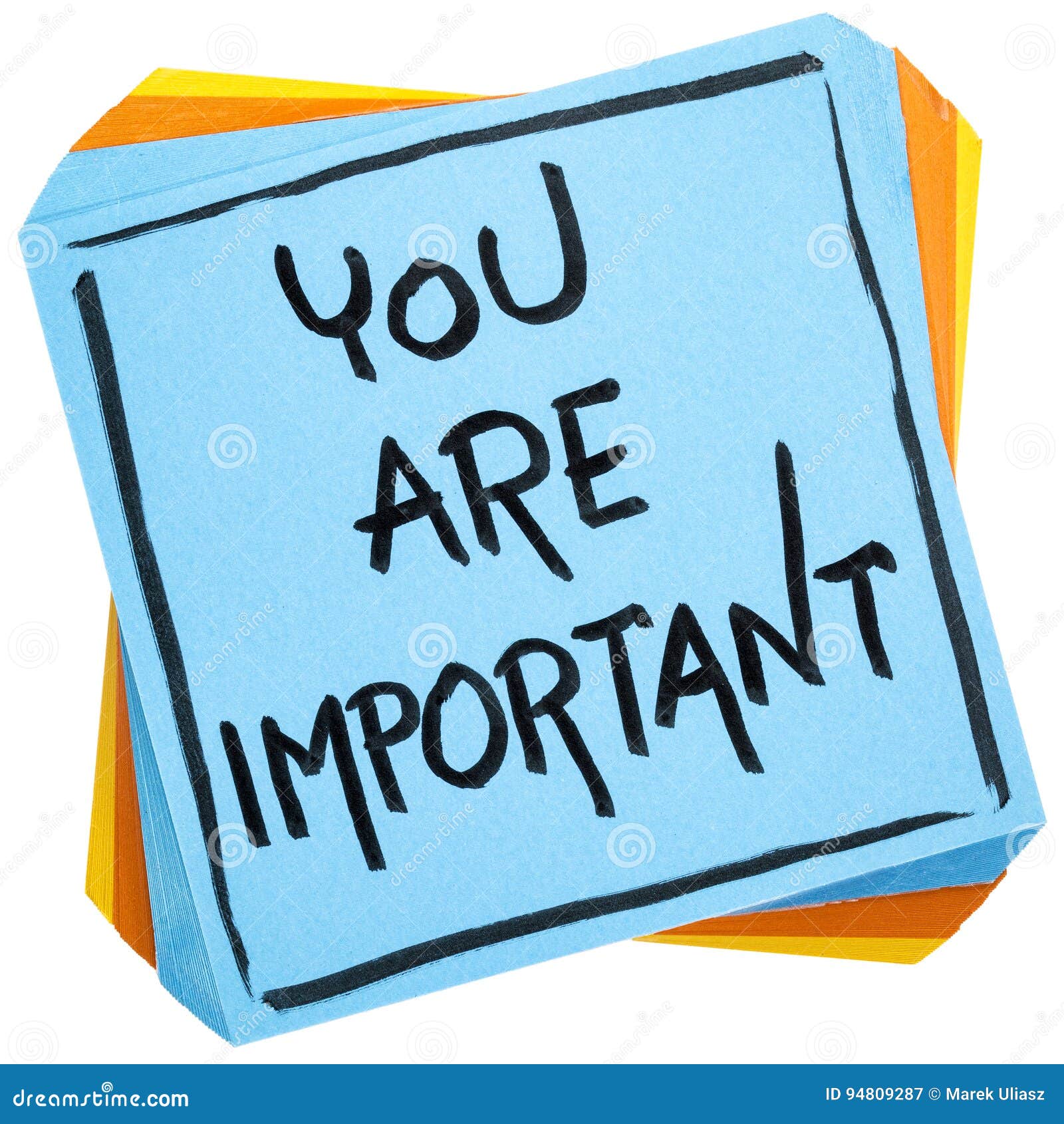 Usted Es Nota Importante Del Recordatorio Imagen de archivo - Imagen de ...