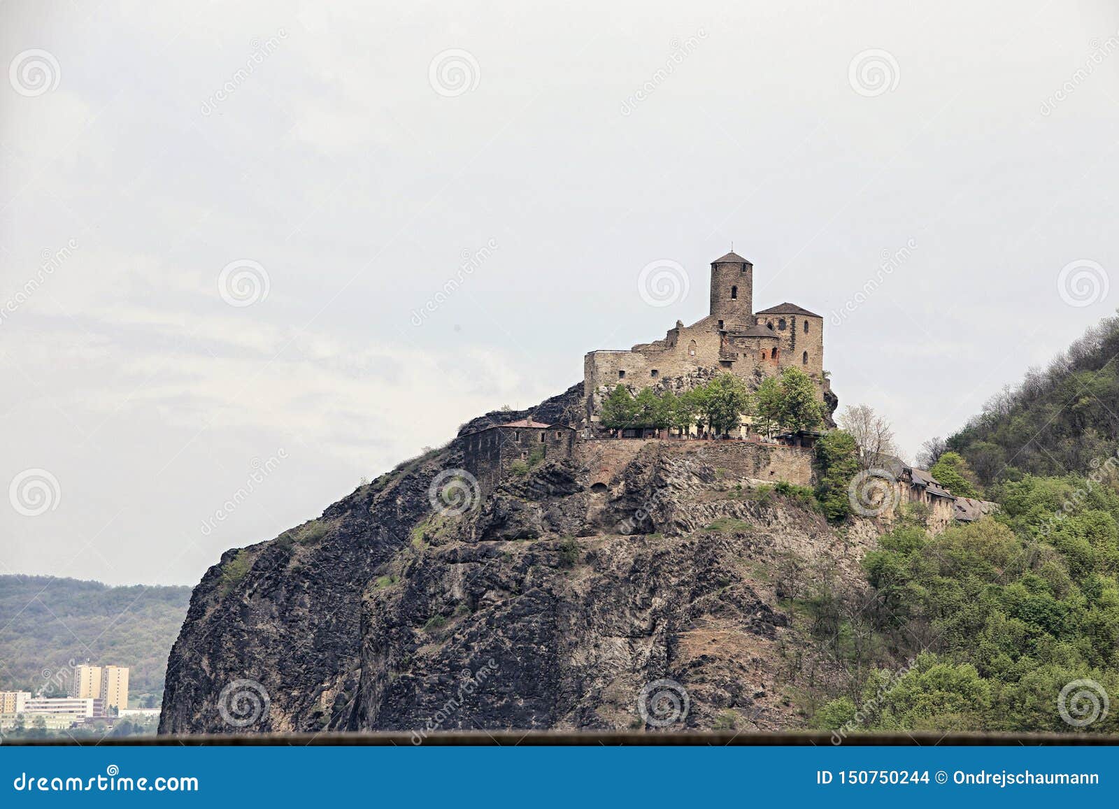Usti-nad-Labem Strekov Castle from Distance Stock Photo - Image of ...