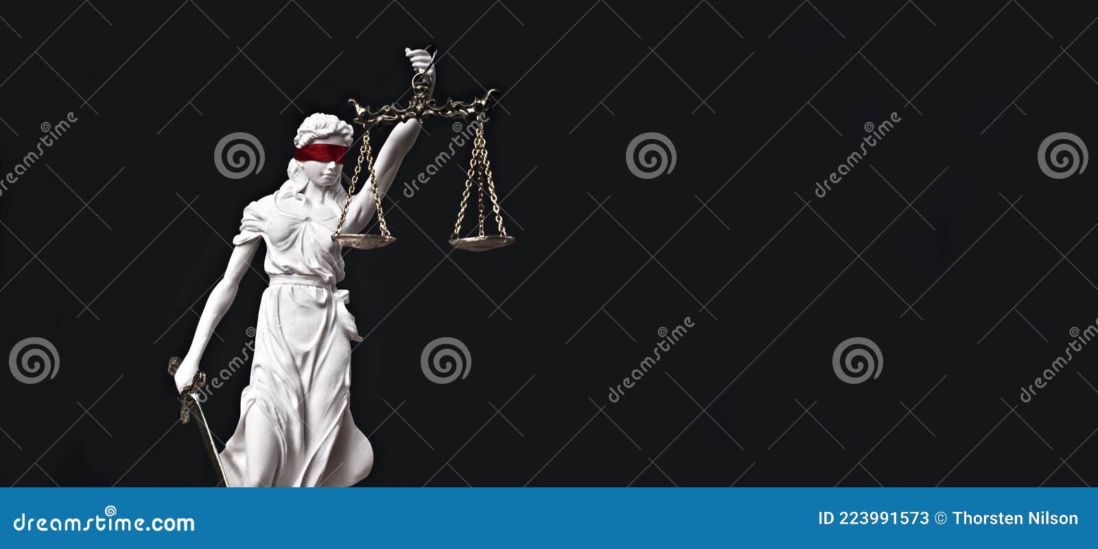 Ustitia, the Roman Goddess of Justice with Red Blindfold. Stock ...