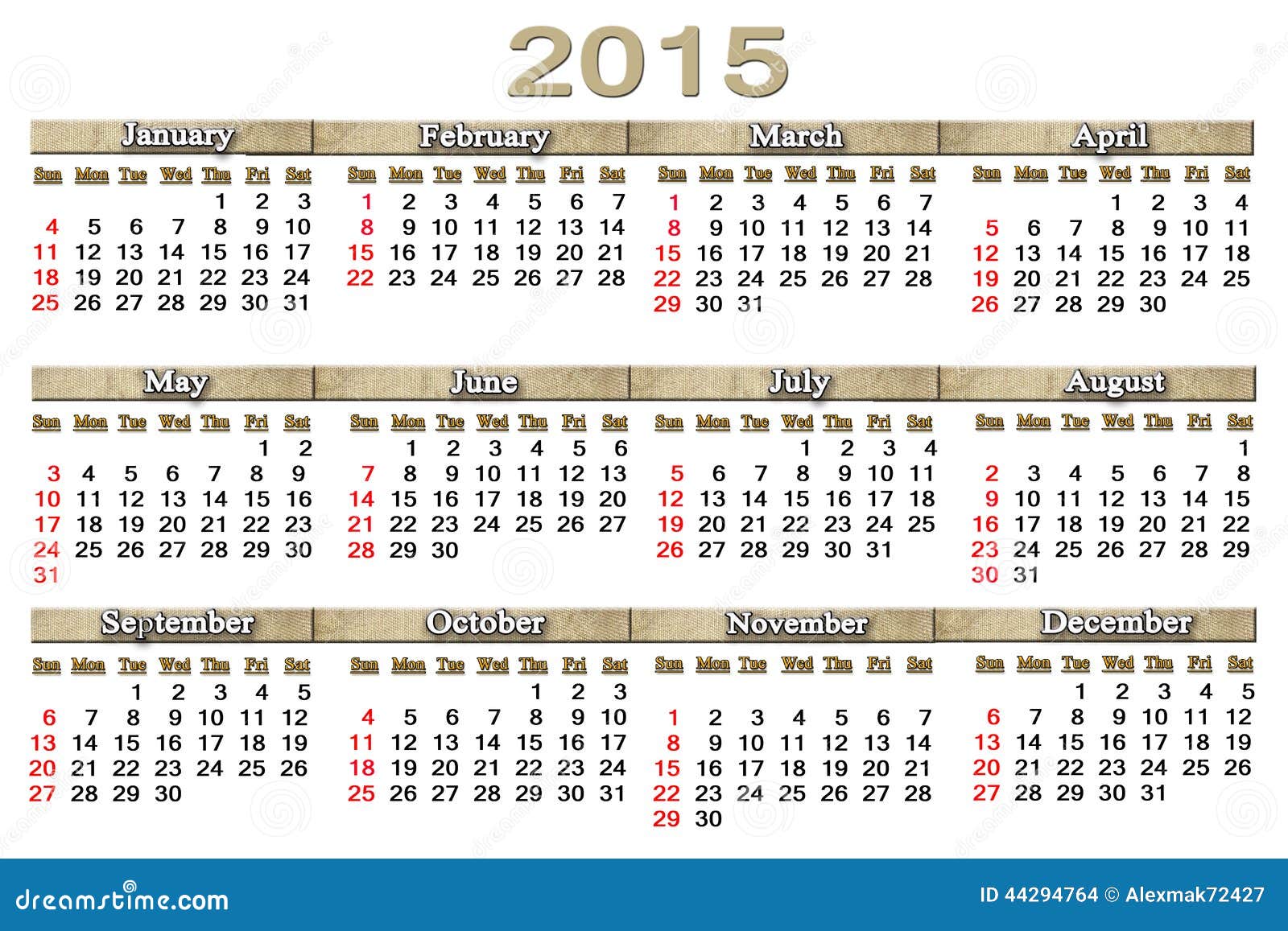 Usual Calendar for 2015 Year Stock Photo - Image of background, paper ...