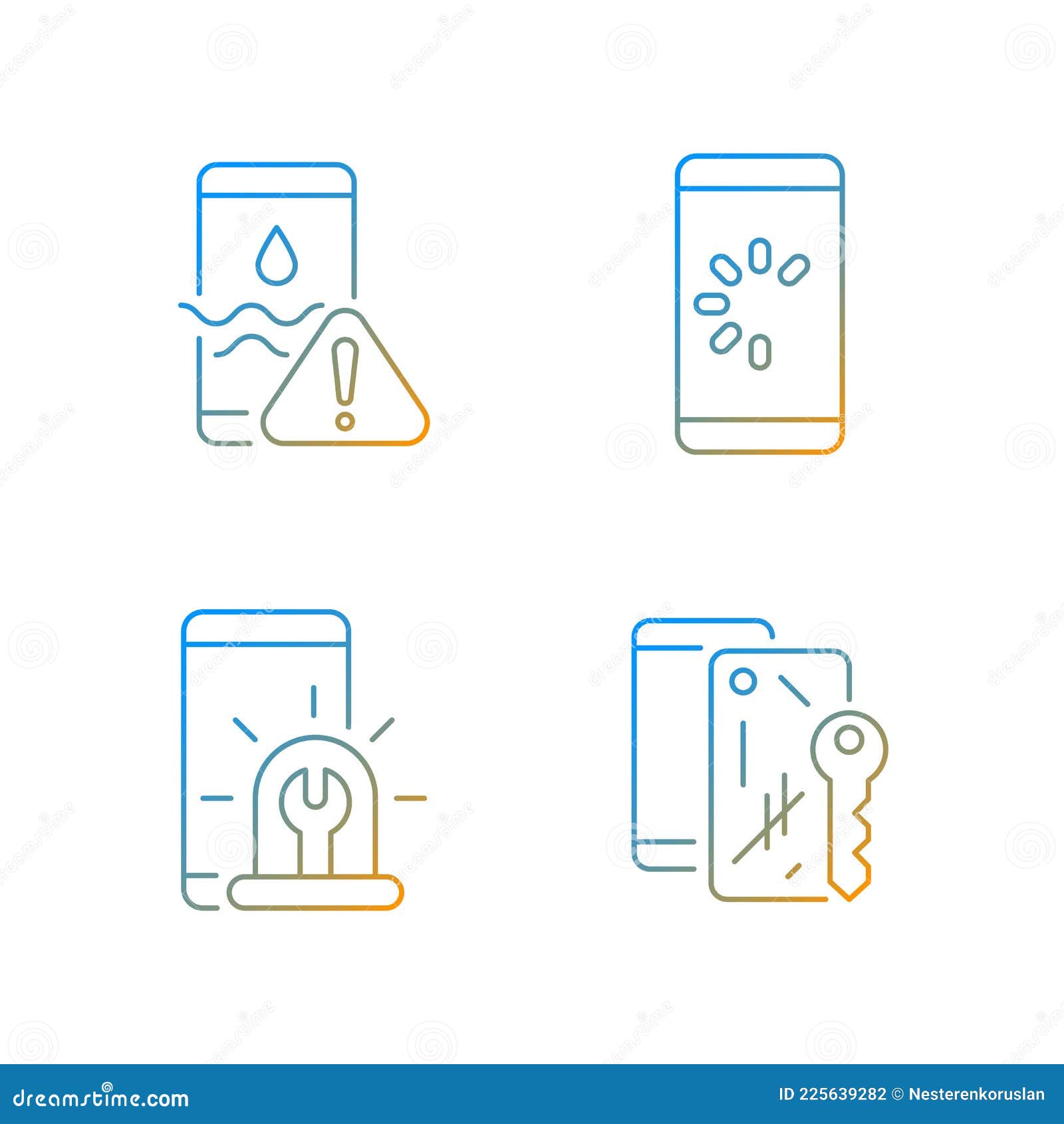 Usual Mobile Phone Problems Gradient Linear Vector Icons Set Stock ...