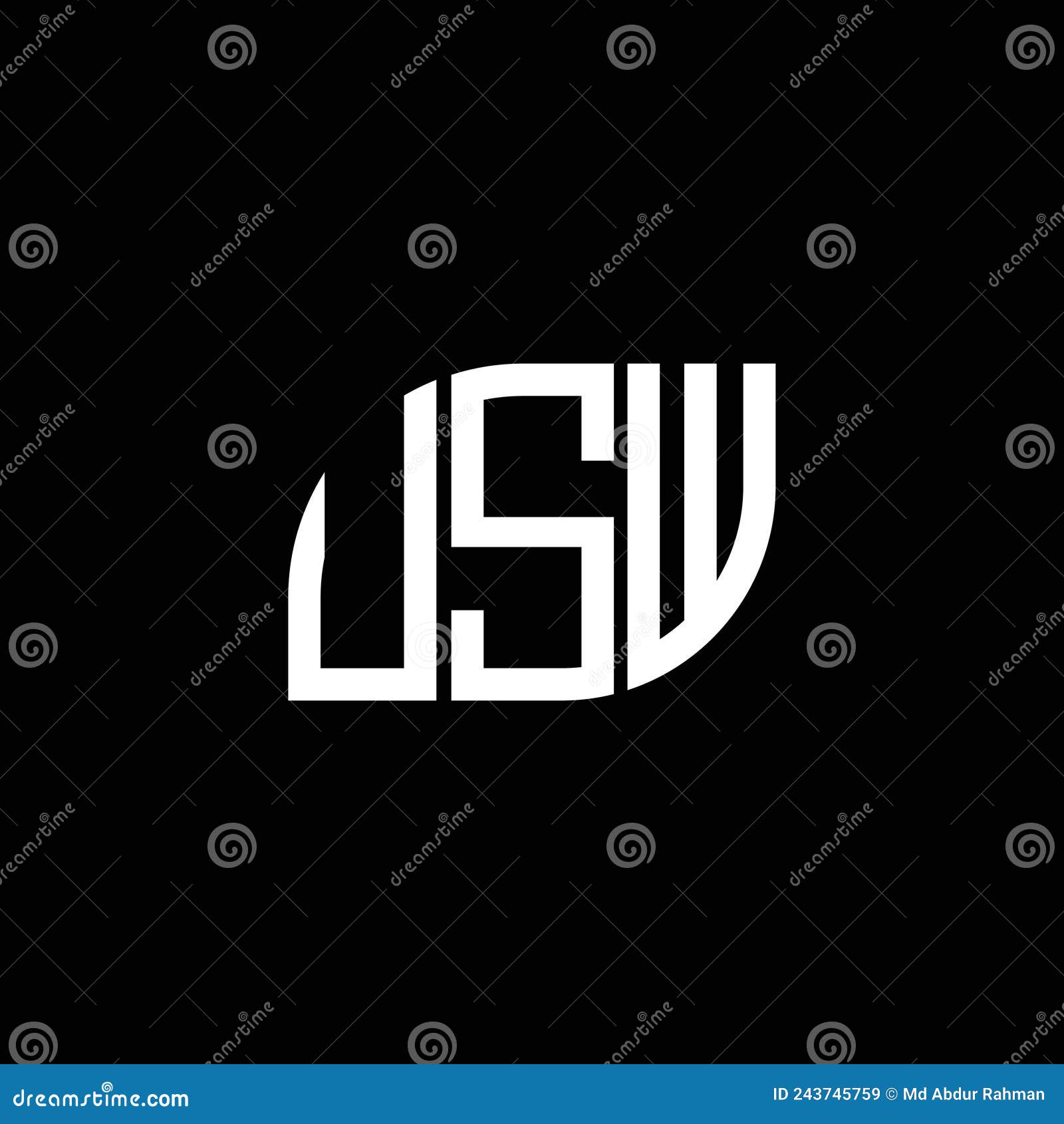 USW Letter Logo Design On Black Background. USW Creative Initials ...