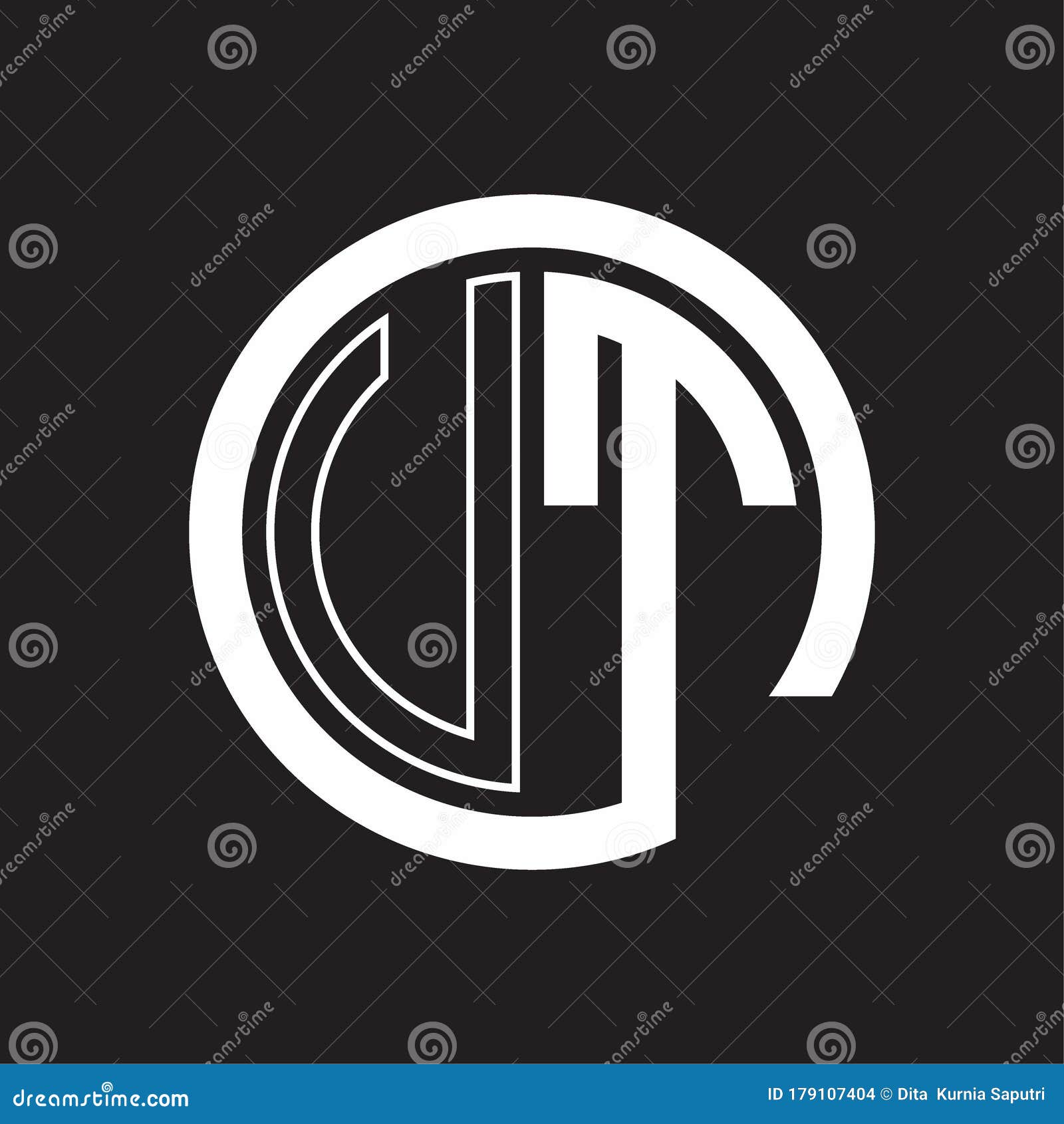 UT Logo with Circle Rounded Negative Space Design Template Stock Vector ...