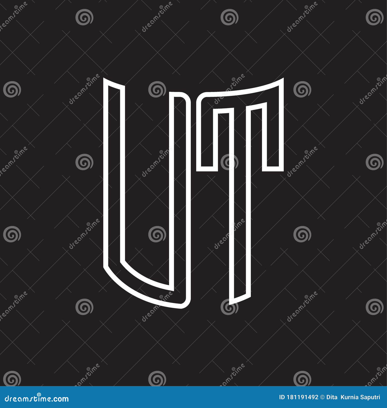 UT Logo Monogram with Ribbon Style Outline Design Template Stock Vector ...